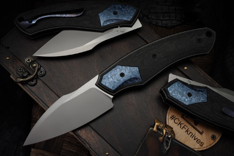 CKF/David Lespect Davless S90V, MRBS, Carbon Fiber handle, CrystalTi inserts, Zircuti Clip ...